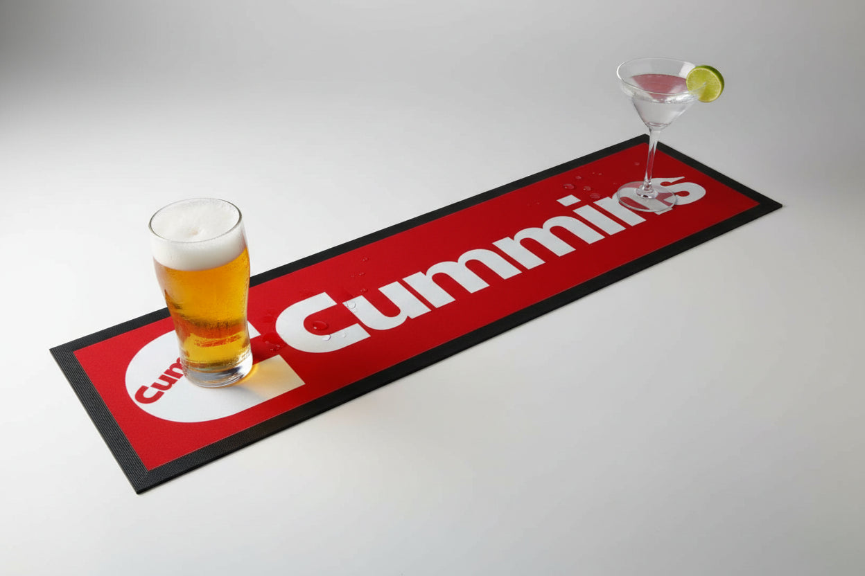 Cummins Red Premium Rubber-Backed Bar Mat Runner | KING CAVE